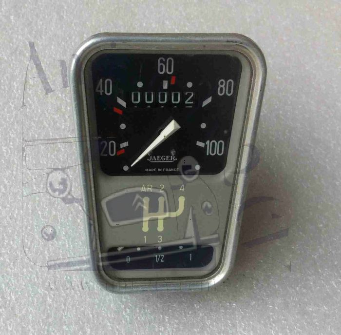 Compteur 2cv4 Spécial Marque Jaeger gradué de 20 à 100 km/h