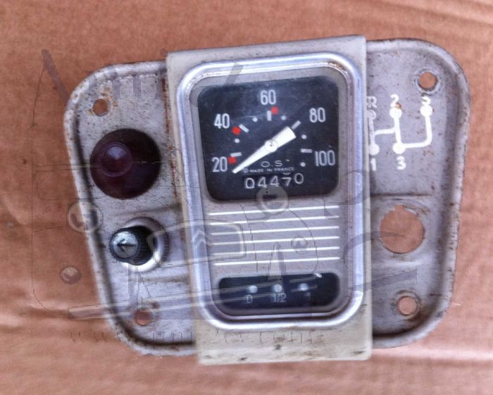 Compteur kilométrique 2cv marque OS gradué de 20 à 100 km/h