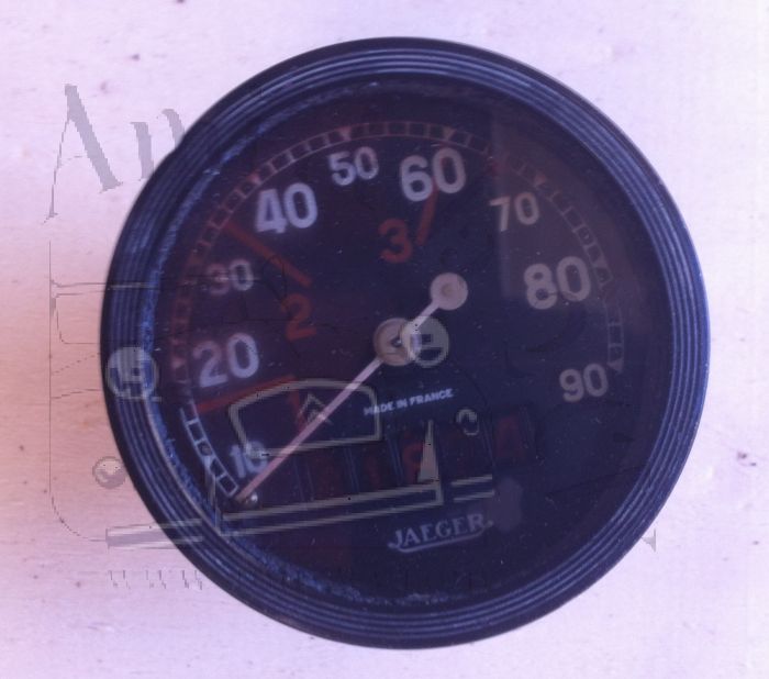 Compteur rond 2cv gradué de 10 à 90 km/h marque Jaeger