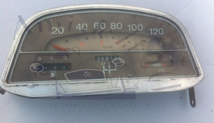 Compteur kilométrique 2cv occasion Marque Jaeger gradué de 20 à 120 km/h